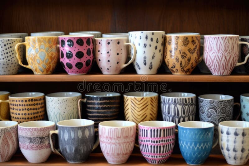 Teacup Collection with Different Patterns and Shapes Stock Photo ...