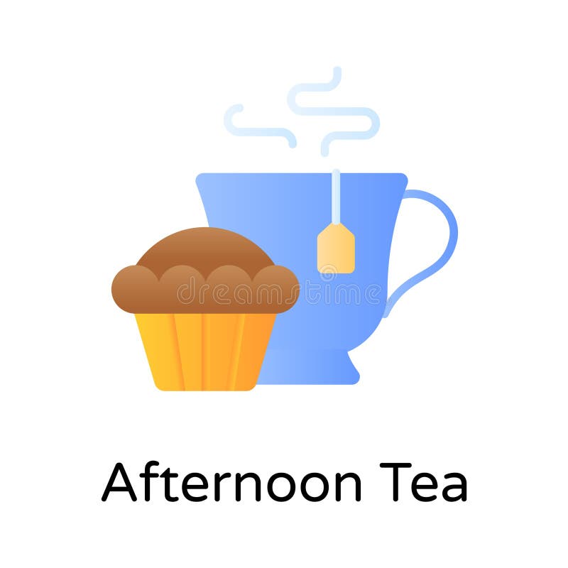 Teacup with Cupcake Showing Concept Icon of Afternoon Tea Stock Vector ...