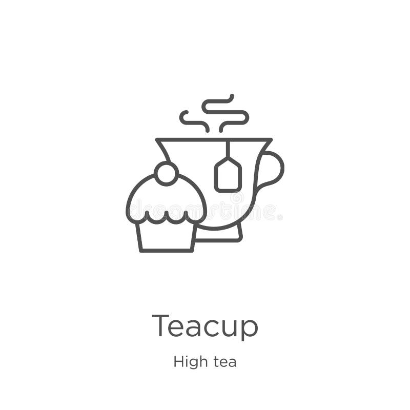Teacup Icon Vector from High Tea Collection. Thin Line Teacup Outline ...
