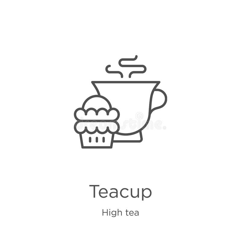 Teacup Icon Vector from High Tea Collection. Thin Line Teacup Outline ...