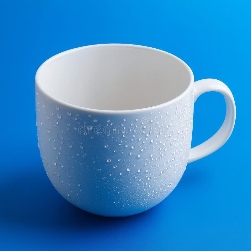 Teacup with Rounded Handle on Blue Background Stock Photo - Image of ...