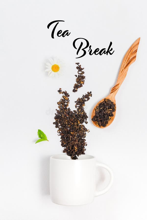 Teacup and Scattered Red Tea Leaves in Steam Shape. Mockup with Tea and ...