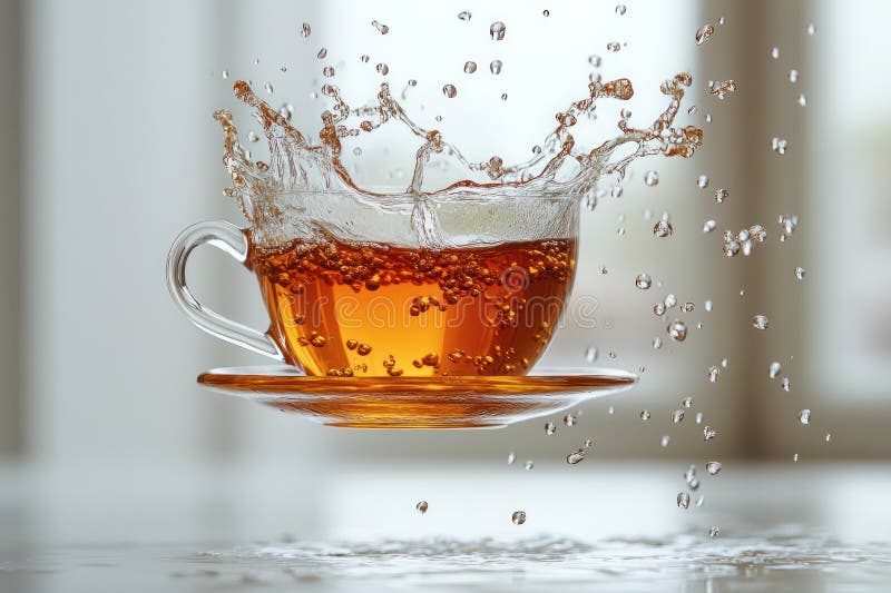Dynamic Tea Splash in Glass Cup Stock Illustration - Illustration of ...