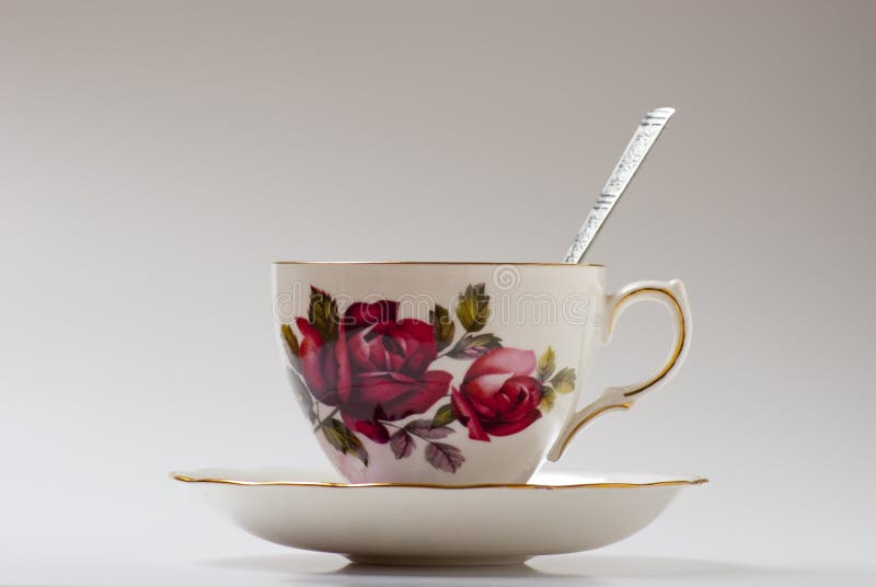 Teacup with Spoon stock image. Image of burgundy, fancy - 12753619