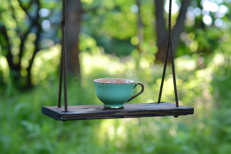 Teacup on a Swing, Gently Swaying with Breeze Stock Image - Image of ...