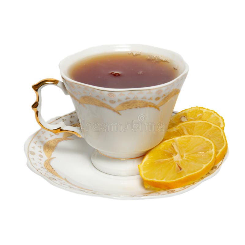 Colored Tea Cups with Tea and Lemon Stock Photo - Image of designer ...