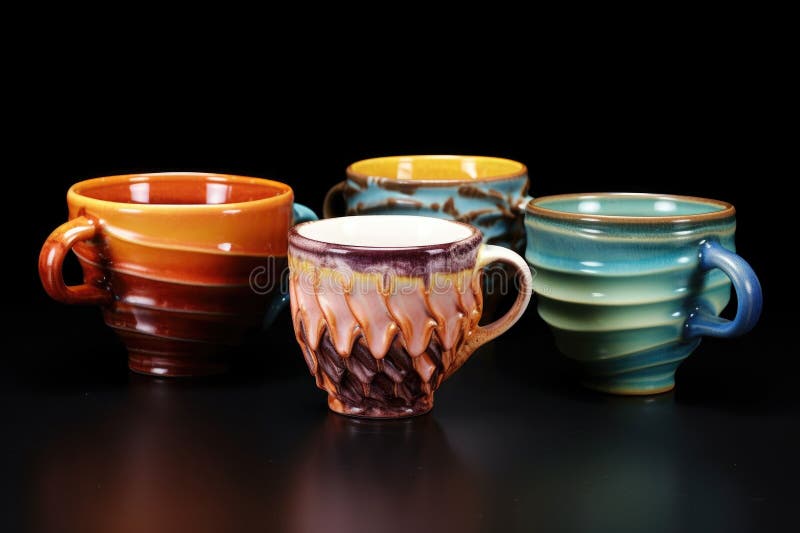 Teacups with Unique Handles and Shapes Stock Illustration ...