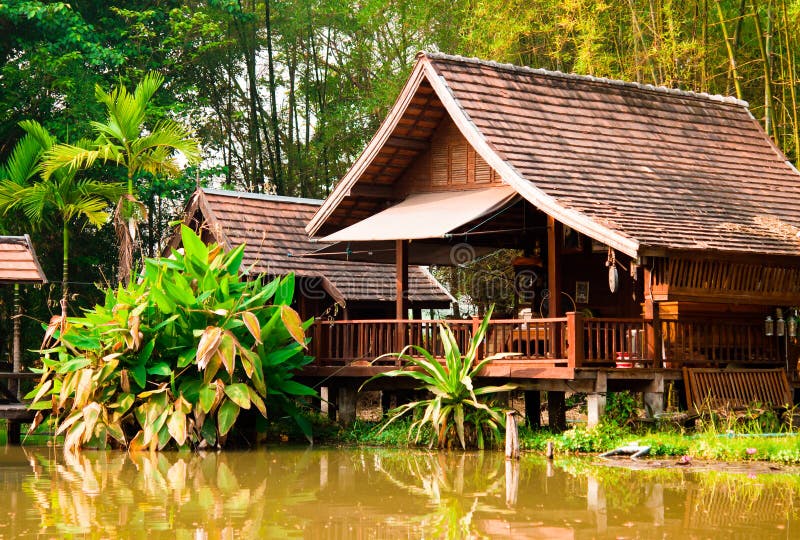 Teak house stock image. Image of green, landscape, lifestyle - 31877225