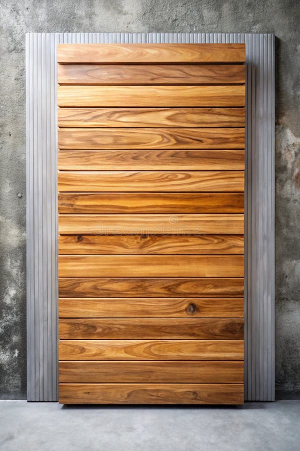 Teak Wood Panel Placed on the Cement Wall, Background Concept Stock ...
