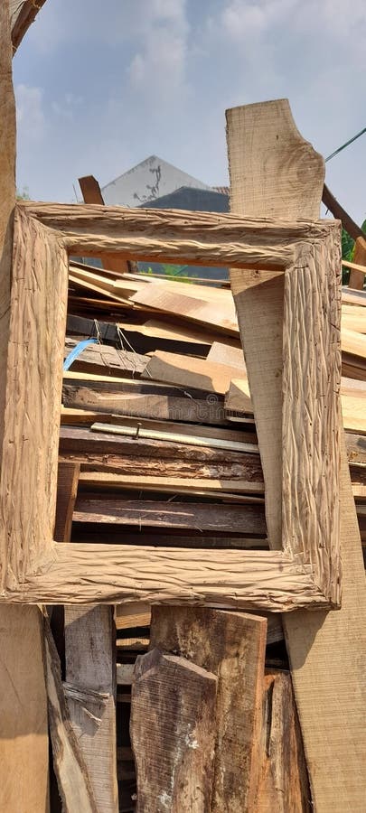 Teak Wood Rustic Frame for Home Interior Stock Image - Image of ...