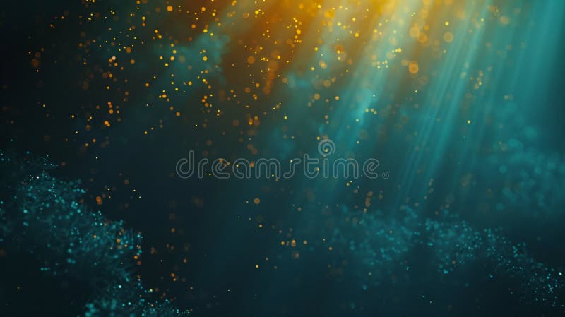 Teal Abstract Particle Background, Bokeh Light Rays and Dots, Modern ...