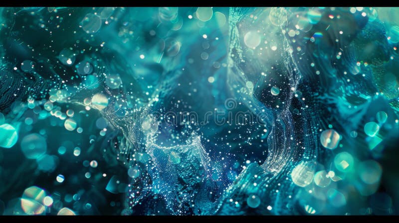 Teal Abstract Particles Background. Glittering Dust Bokeh Texture ...