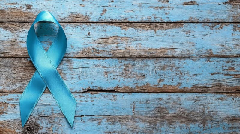Teal Awareness Ribbon on Rustic Blue Wood Stock Illustration ...