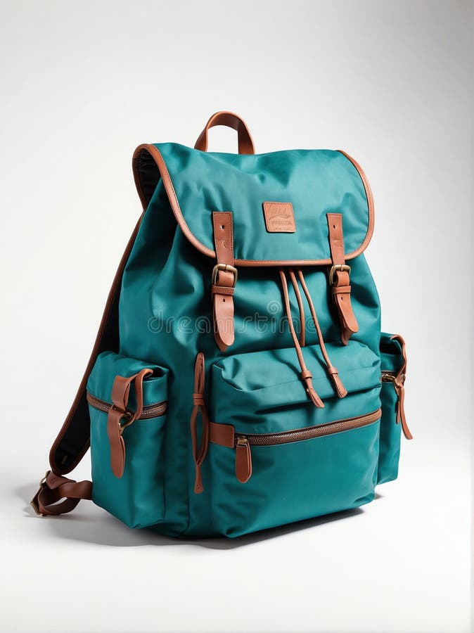 Teal Backpack on Plain White Ai Generated Stock Illustration ...