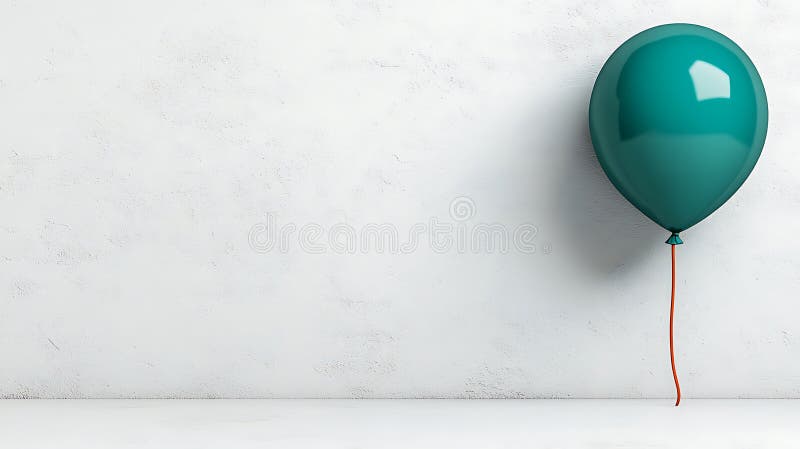 Teal Balloon Against White Wall Stock Illustration - Illustration of ...