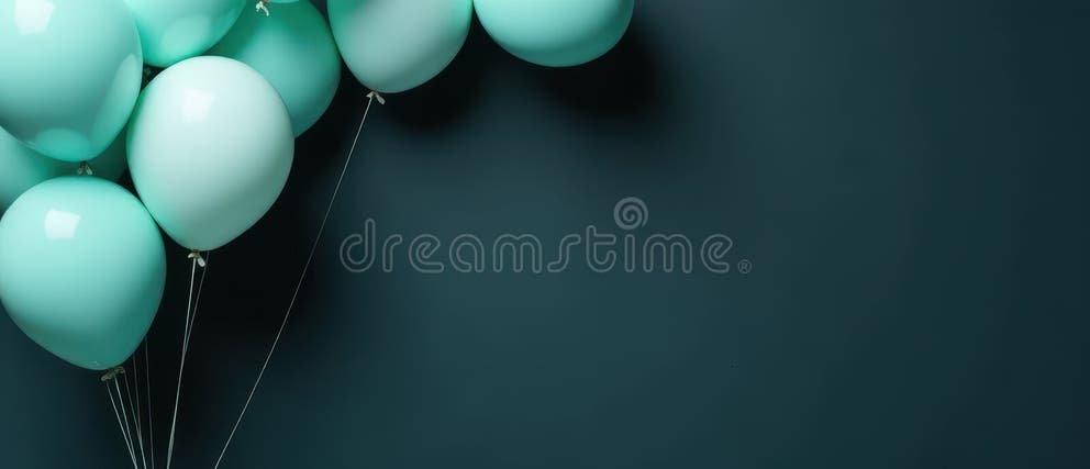 Teal Balloons on Dark Background with Copy Space Stock Illustration ...