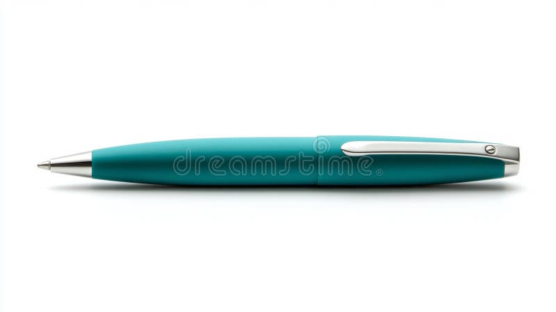 Teal Ballpoint Pen on White Background Generative AI Stock Illustration ...