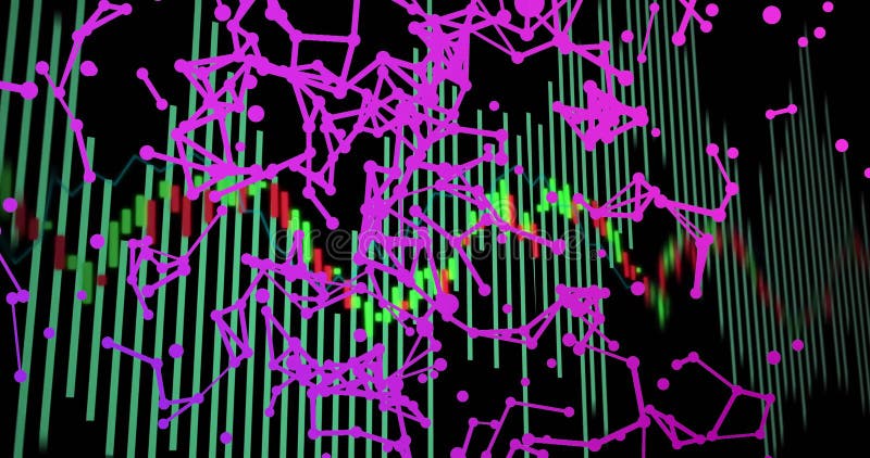 Teal Bars and Chart Emerging, Particles Linking into Magenta Network ...