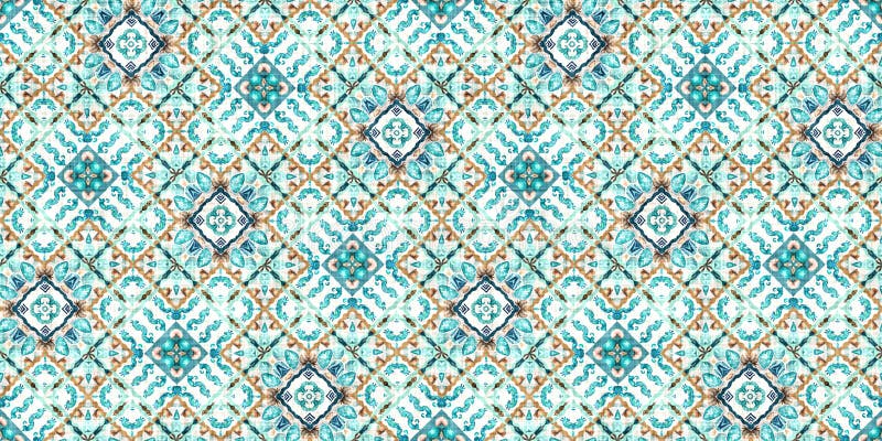 Teal Beach House Border in Coastal Style Patchwork Pattern. Modern ...