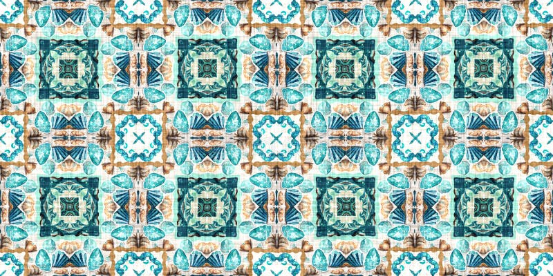 Teal Beach House Border in Coastal Style Patchwork Pattern. Modern ...