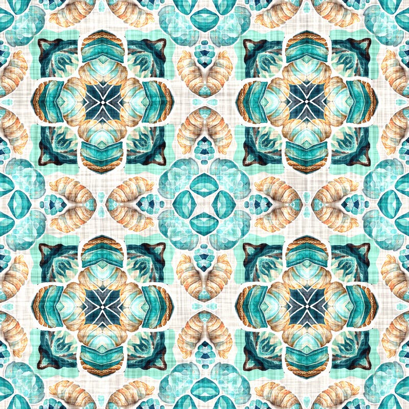 Teal Beach House Coastal Style Patchwork Pattern Tile. Modern Nantucket ...