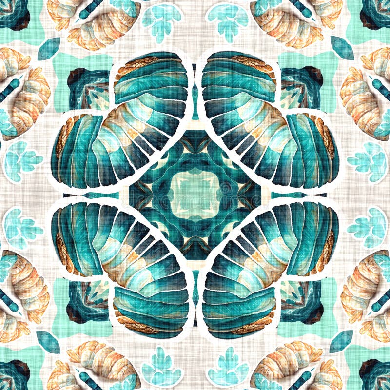 Teal Beach House Coastal Style Patchwork Pattern Tile. Modern Nantucket ...