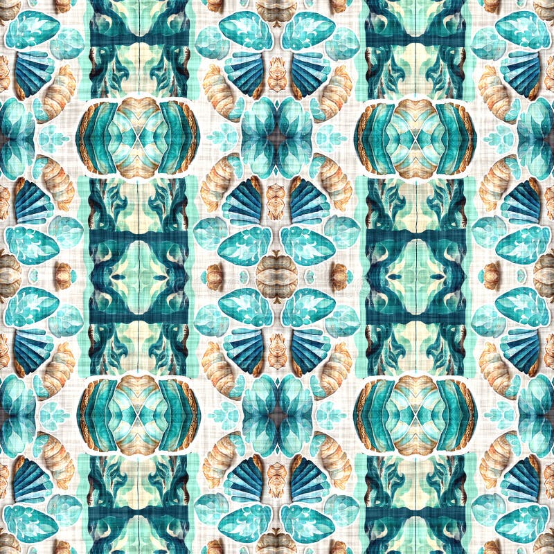 Teal Beach House Coastal Style Patchwork Pattern Tile. Modern Nantucket ...