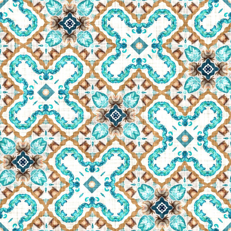 Teal Beach House Coastal Style Patchwork Pattern Tile. Modern Nantucket ...