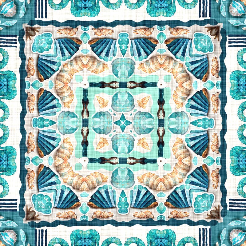 Teal Beach House Coastal Style Patchwork Pattern Tile. Modern Nantucket ...