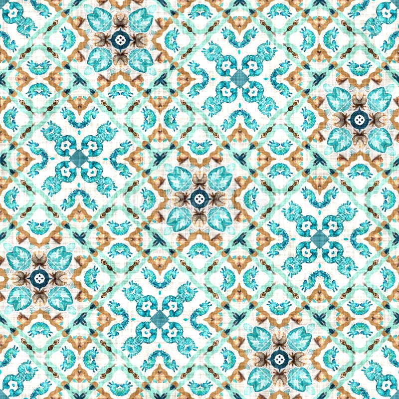 Teal Beach House Coastal Style Patchwork Pattern Tile. Modern Nantucket ...