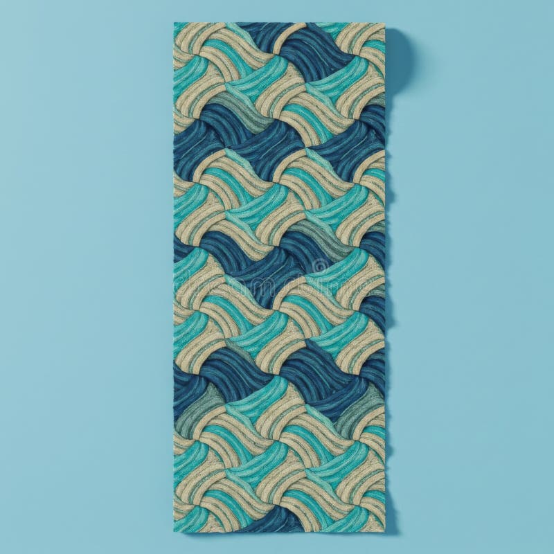 Teal Blue Cream Wave Pattern Design Stock Illustration - Illustration ...