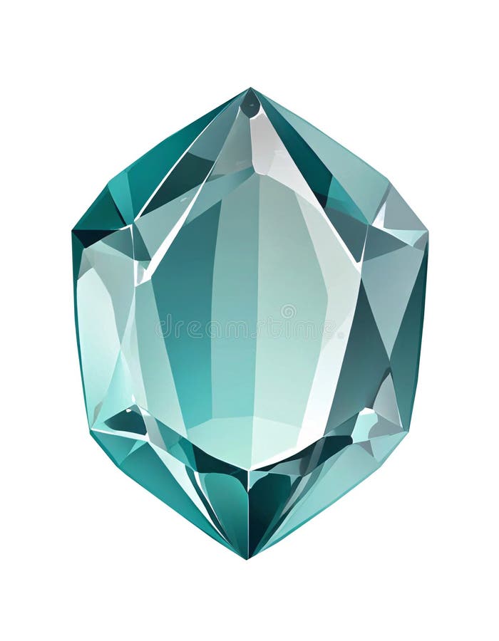 Teal Blue Crystal Gemstone Isolated on White or Transparent Background ...