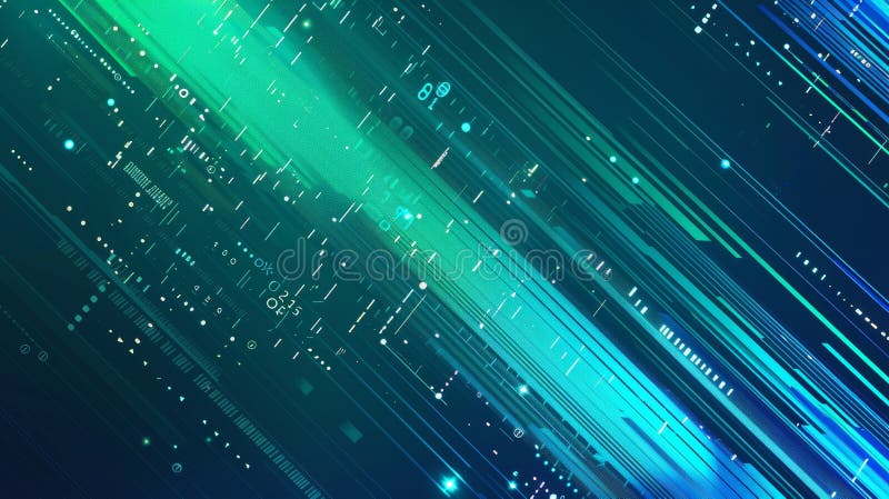 Teal and Blue Digital Data Flow Abstract Background Vector for Web ...
