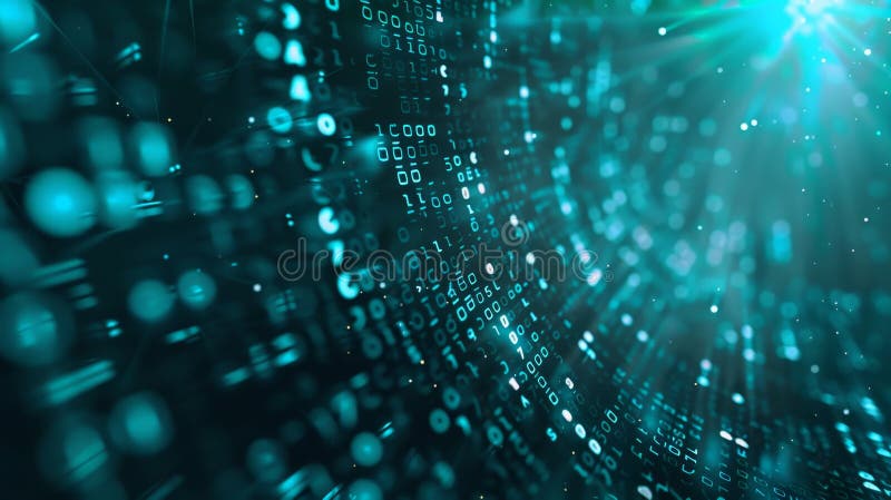 Teal and Blue Digital Data Flow on Holographic Screen for Modern Web ...