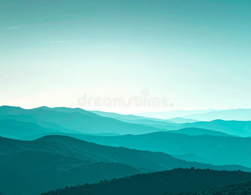 Teal and Blue Mountain Range Landscape Stock Illustration ...