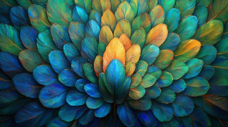 Teal Blue Yellow Green Leaf Texture Pattern Stock Illustration ...