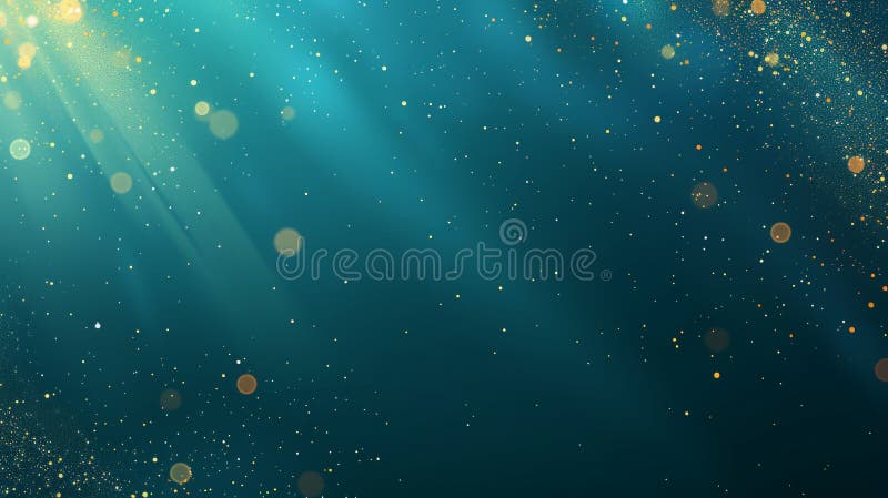 Teal Bokeh Background with Gold Glitter Particles and Light Rays ...