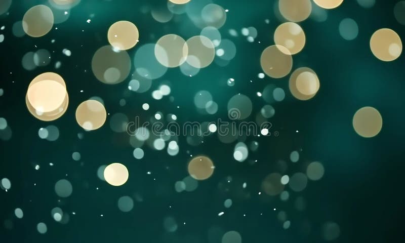 Teal Bokeh Lights, Falling Snow, Winter Night, Background Design Stock ...