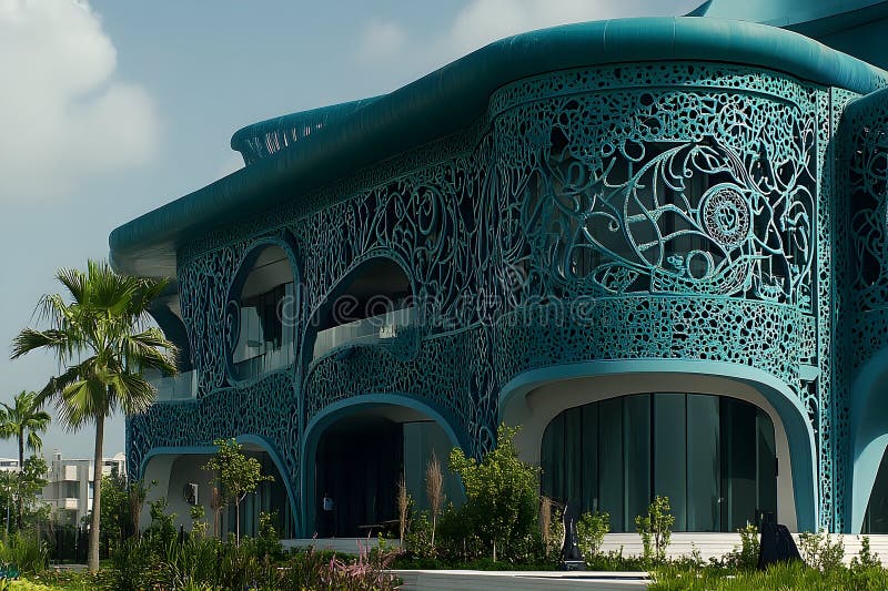 Teal Intricate Facade stock illustration. Illustration of tourism ...