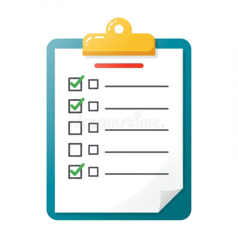 Teal Clipboard Checklist with Check Marks Stock Illustration ...