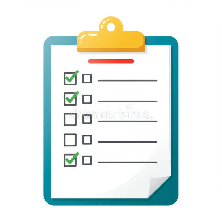 Teal Clipboard Checklist with Check Marks Stock Illustration ...