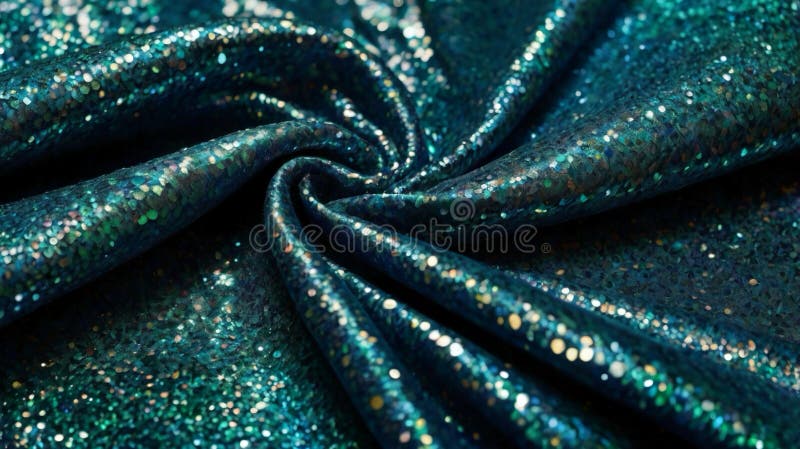 Teal Cloth Covered in Sequins, Reflecting Light Beautifully Stock ...