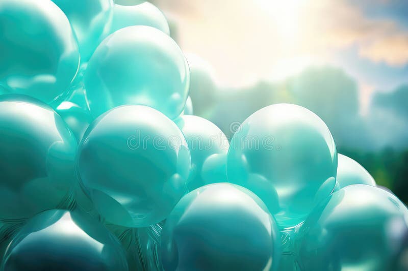 Teal colored air balloons stock image. Image of model - 330152247