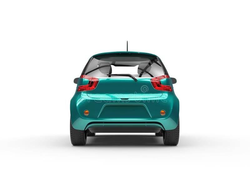 Teal Compact Car - Achtermening Stock Illustratie - Illustration of ...