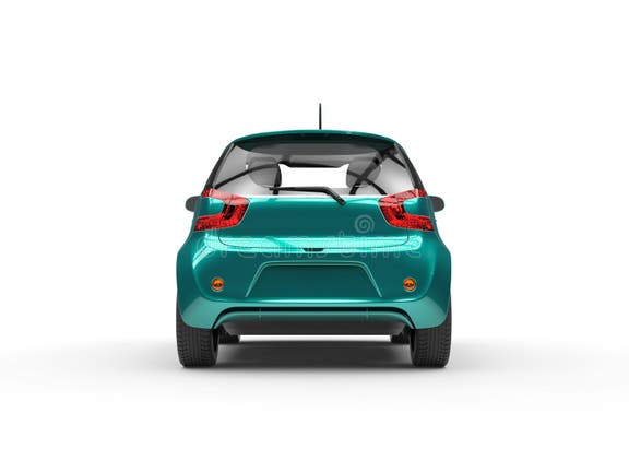 Teal Compact Car - Rear View Stock Illustration - Illustration of tire ...