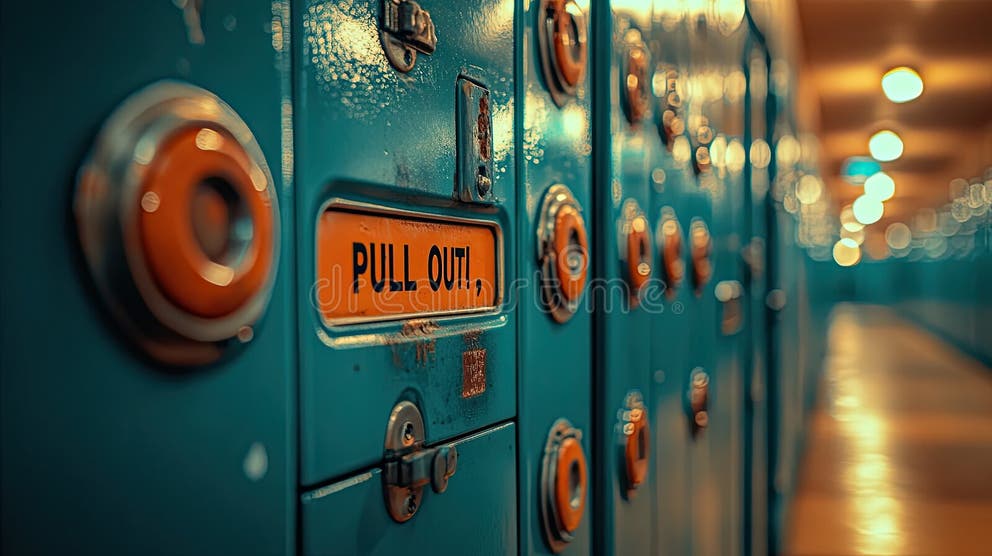 Teal Control Panel Pull-out, Industrial Hallway Stock Illustration ...