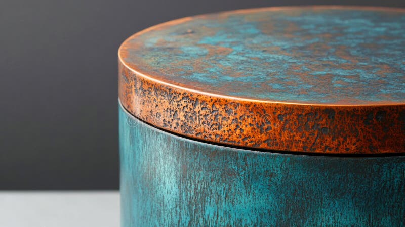 Teal and Copper Metal Container with Lid Stock Illustration ...