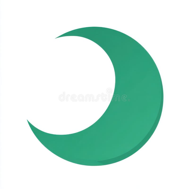 Teal Crescent Moon Illustration on White Background Stock Illustration ...