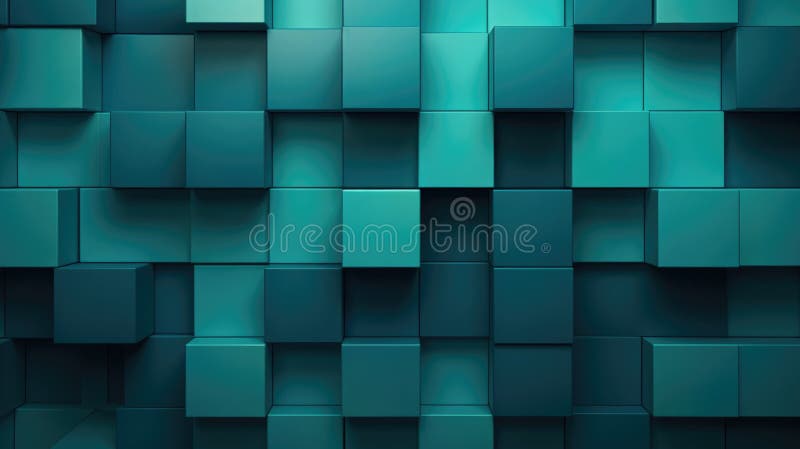 Teal Cubes Wall Background, Abstract Illustration Stock Illustration ...