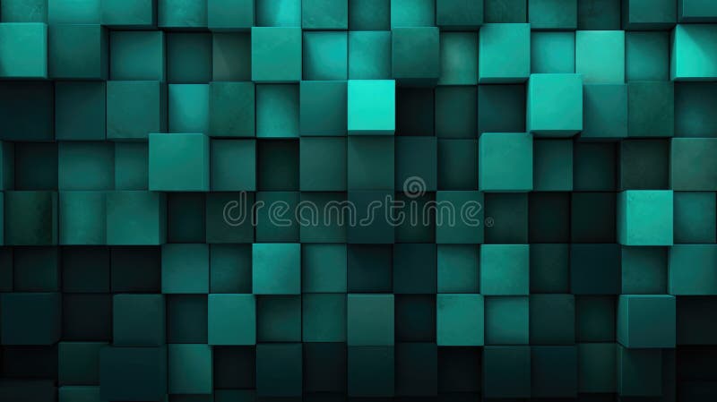 Teal Cubes Wall Background, Abstract Illustration Stock Illustration ...